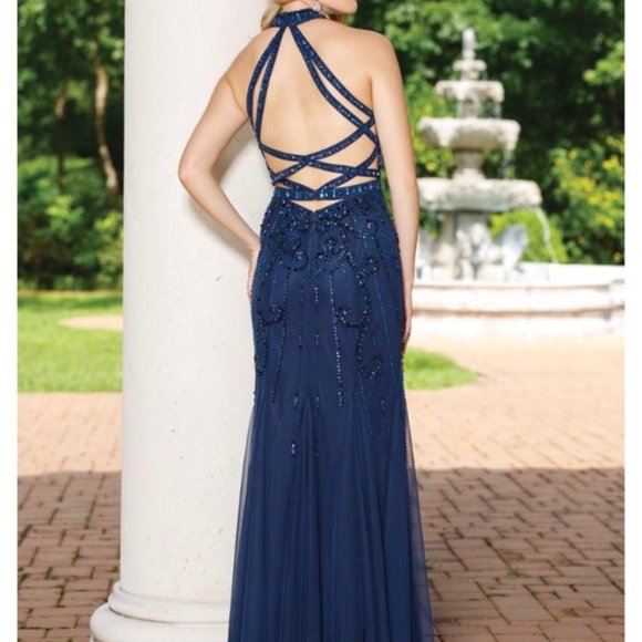 Sean Collection | Dresses | Sean Collection Navy Blue Gownprom Dress ...